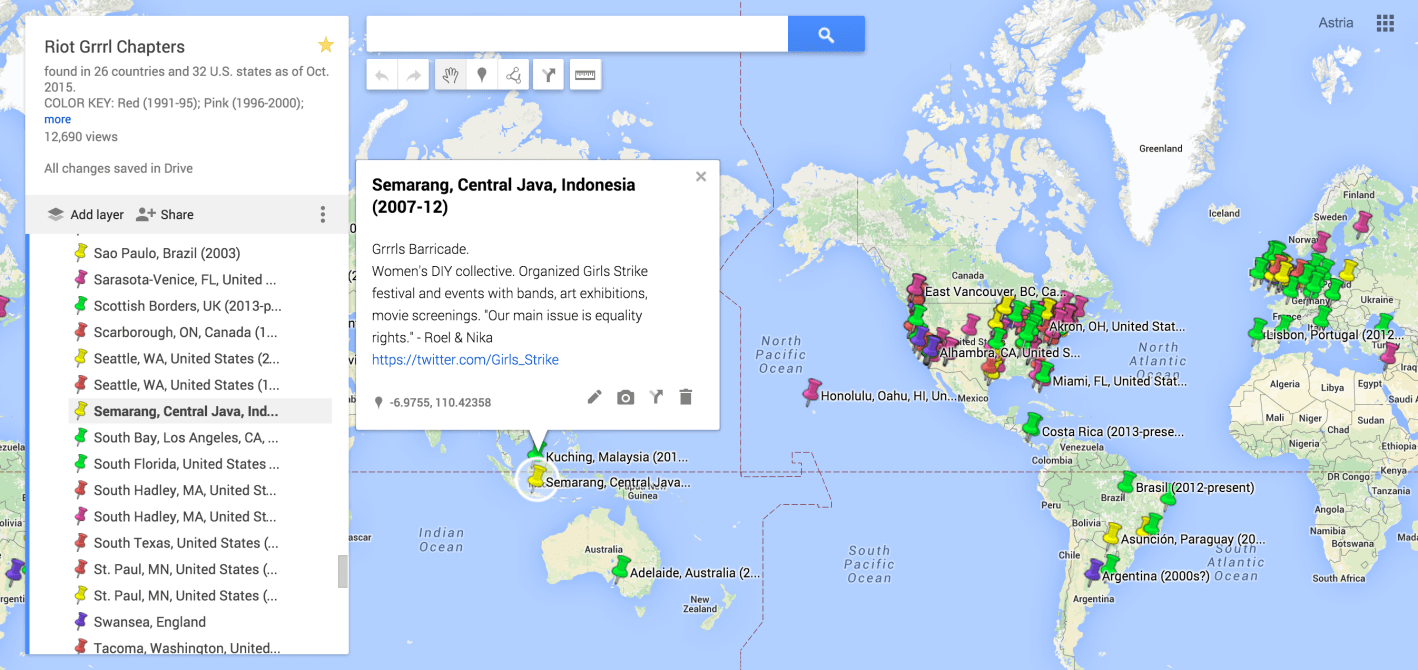 RIOT GRRRL CHAPTERS MAP – Astria Suparak