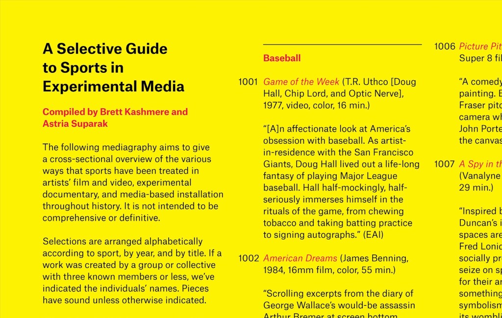 A SELECTIVE GUIDE TO SPORTS IN EXPERIMENTAL MEDIA – Astria Suparak